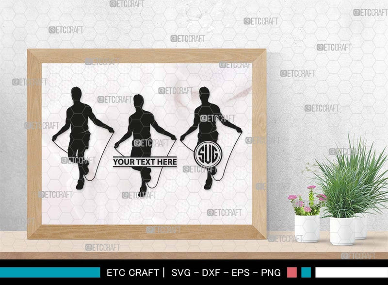 Jumping Rope Monogram, Jumping Rope Silhouette, Rope SVG, Skipping ...