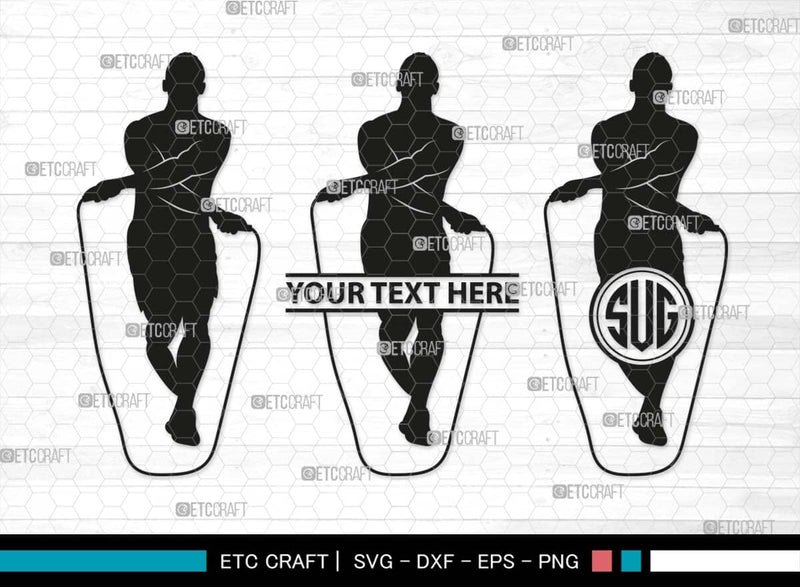 Jumping Rope Monogram, Jumping Rope Silhouette, Rope SVG, Skipping ...