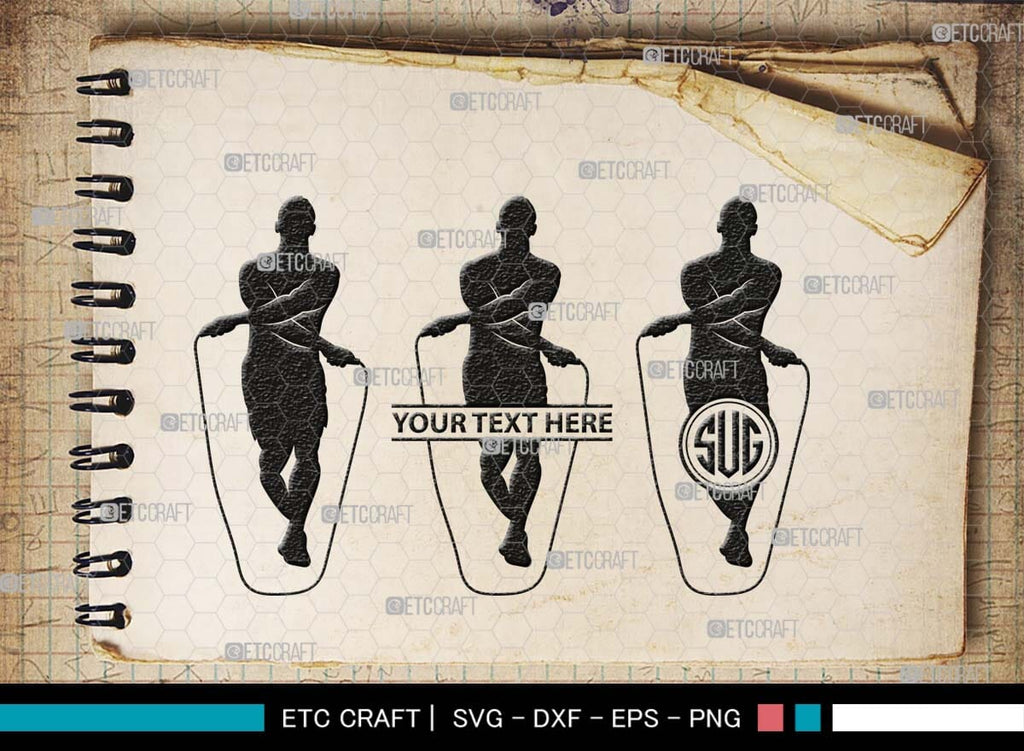 Jumping Rope Monogram, Jumping Rope Silhouette, Rope SVG, Skipping ...