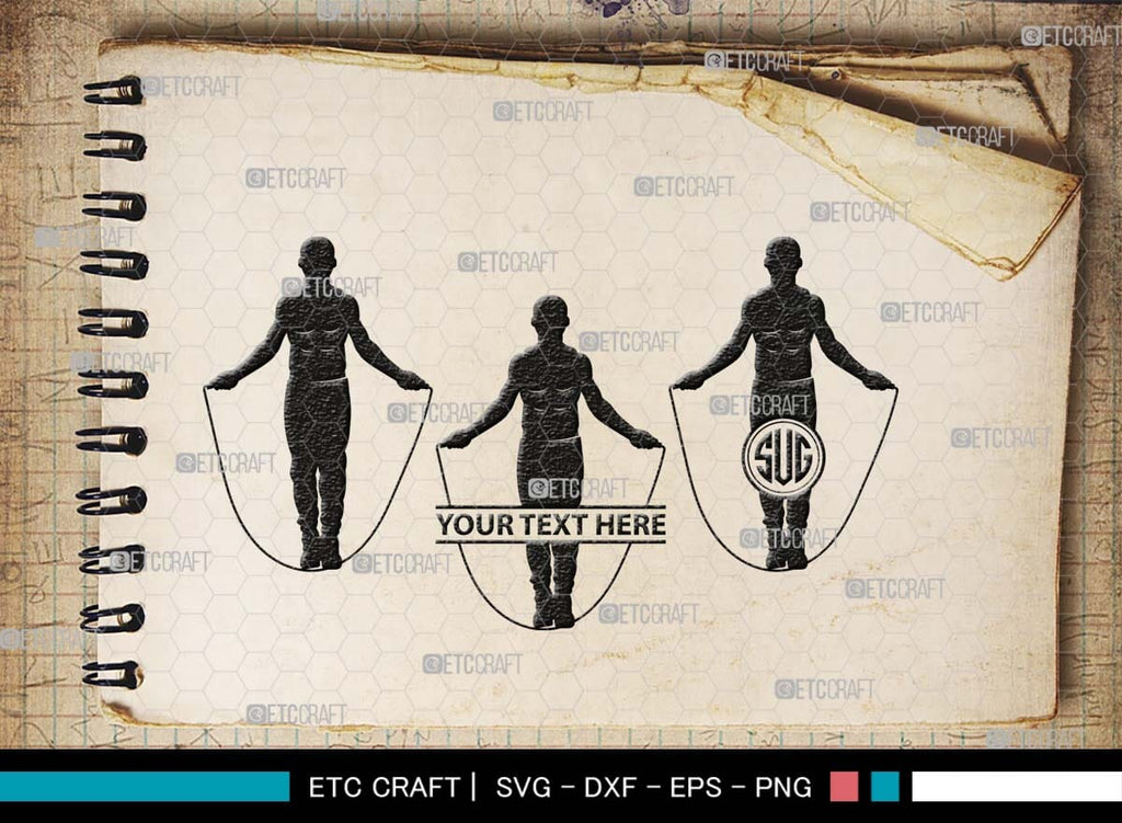 Jumping Rope Monogram, Jumping Rope Silhouette, Rope SVG, Skipping ...