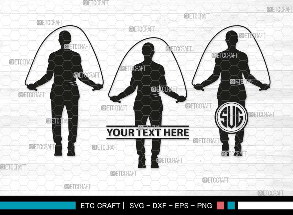 Jumping Rope Monogram, Jumping Rope Silhouette, Rope SVG, Skipping ...