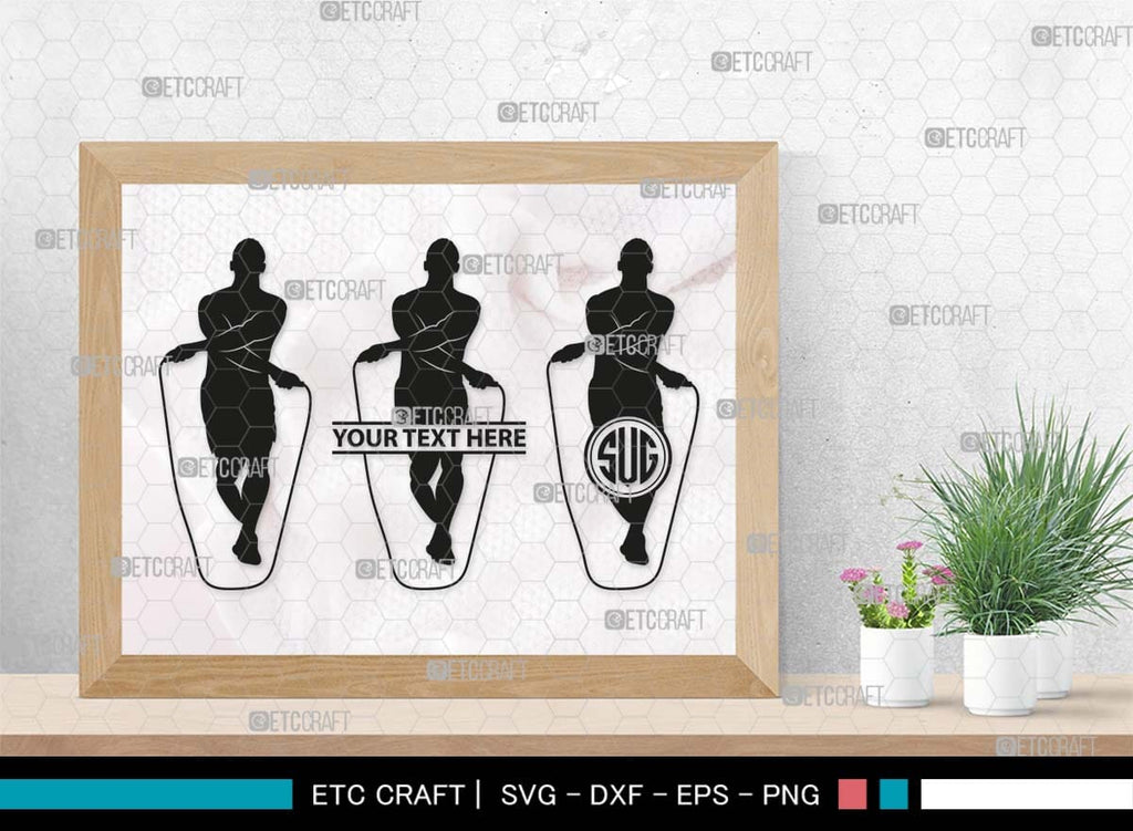 Jumping Rope Monogram, Jumping Rope Silhouette, Rope SVG, Skipping ...