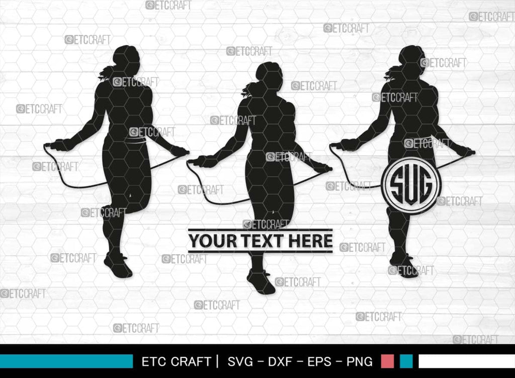 Jumping Rope Monogram, Jumping Rope Silhouette, Rope SVG, Skipping ...