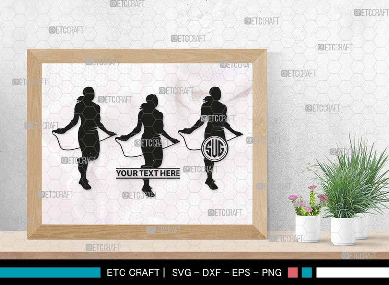 Jumping Rope Monogram, Jumping Rope Silhouette, Rope SVG, Skipping ...