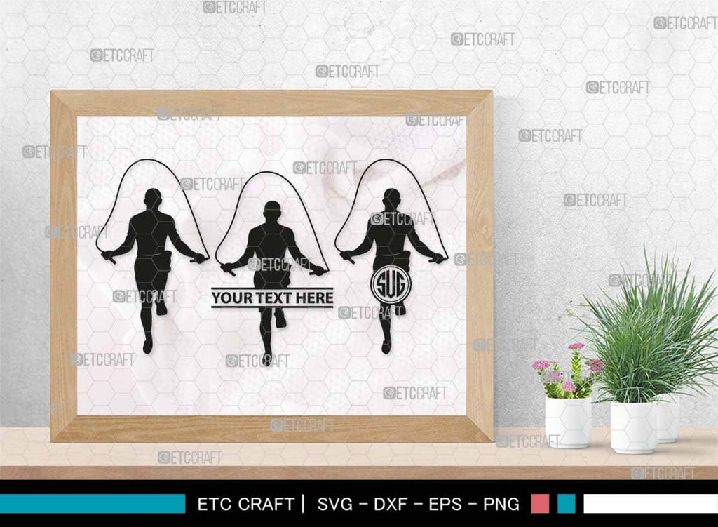 Jumping Rope Monogram, Jumping Rope Silhouette, Rope SVG, Skipping ...