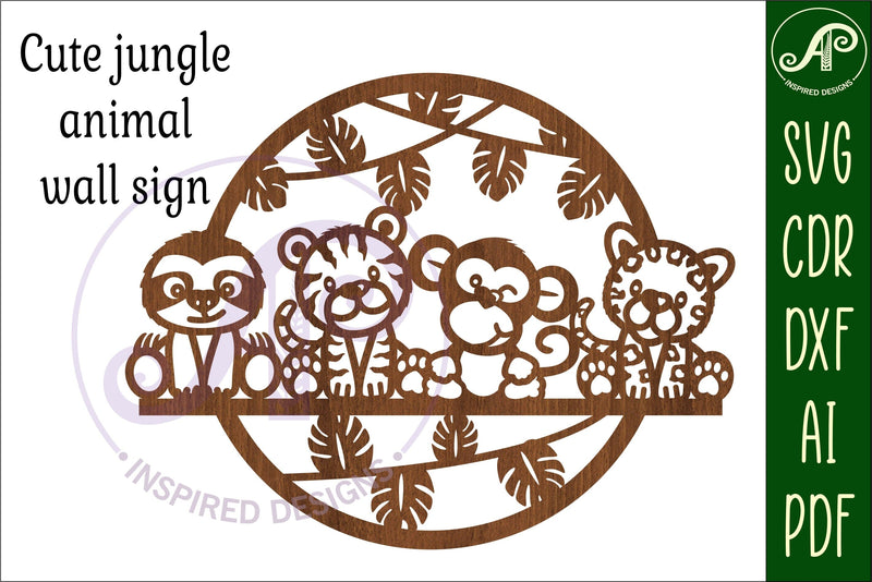 Jungle animal wall art sign, SVG file. vector file - So Fontsy