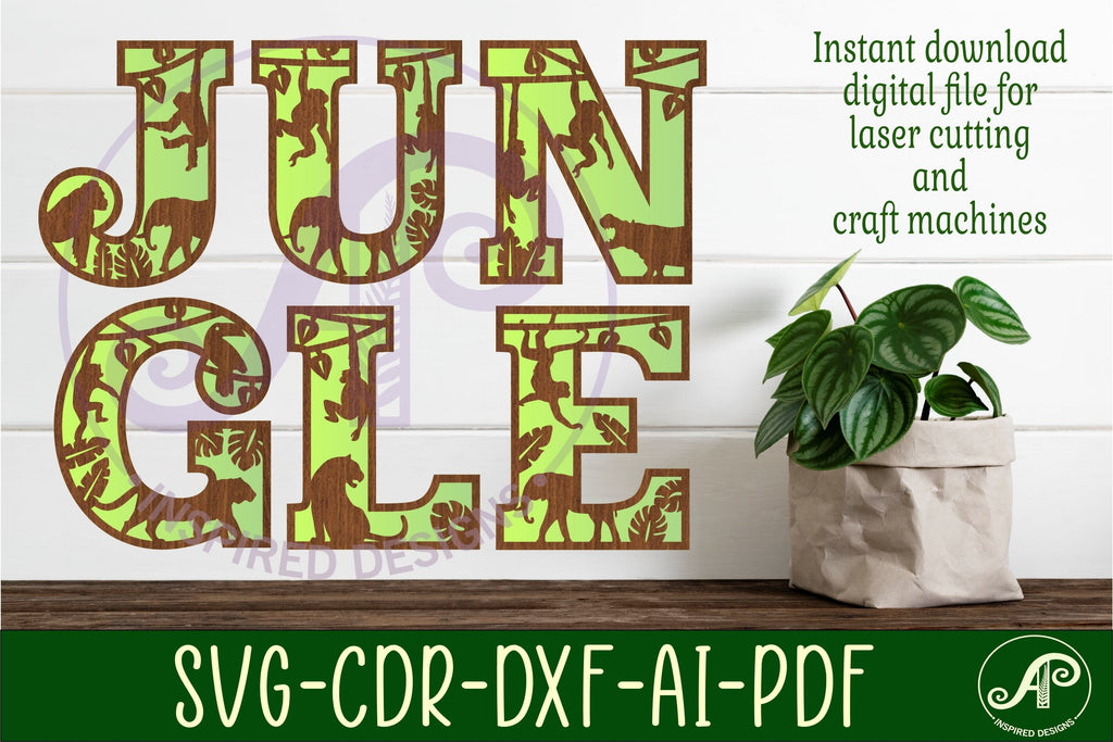 Jungle theme alphabet set. 2 layer 49 letters. - So Fontsy