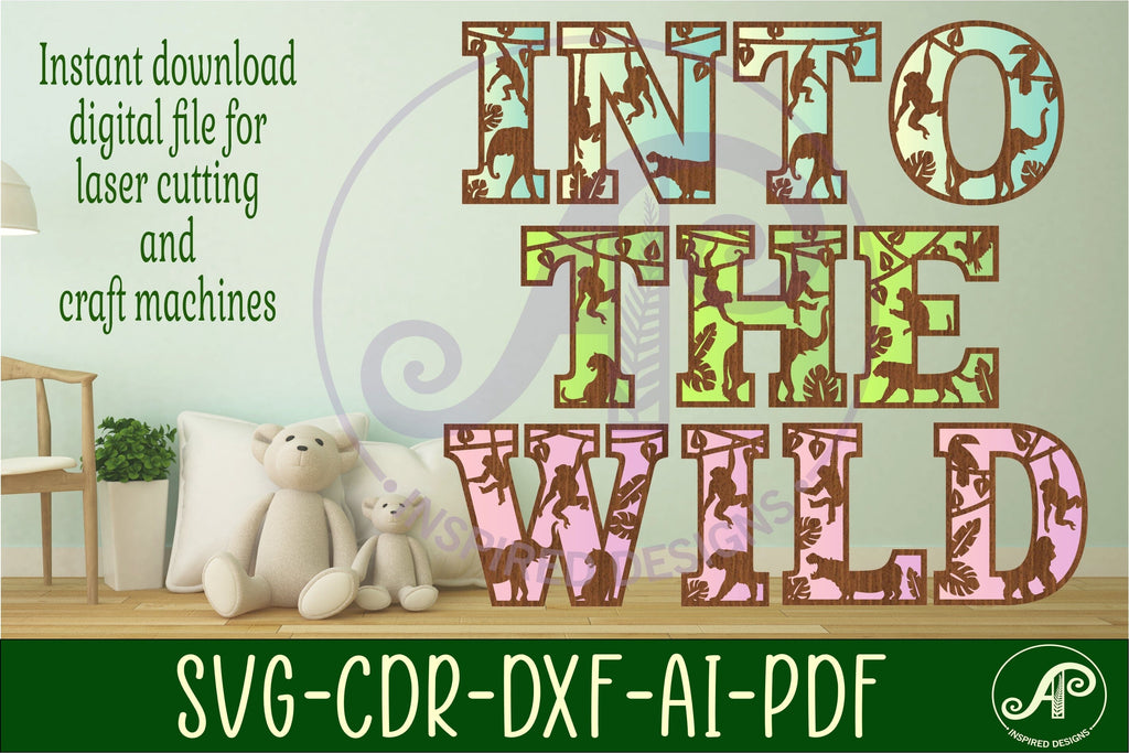 Jungle theme alphabet set. 2 layer 49 letters. - So Fontsy