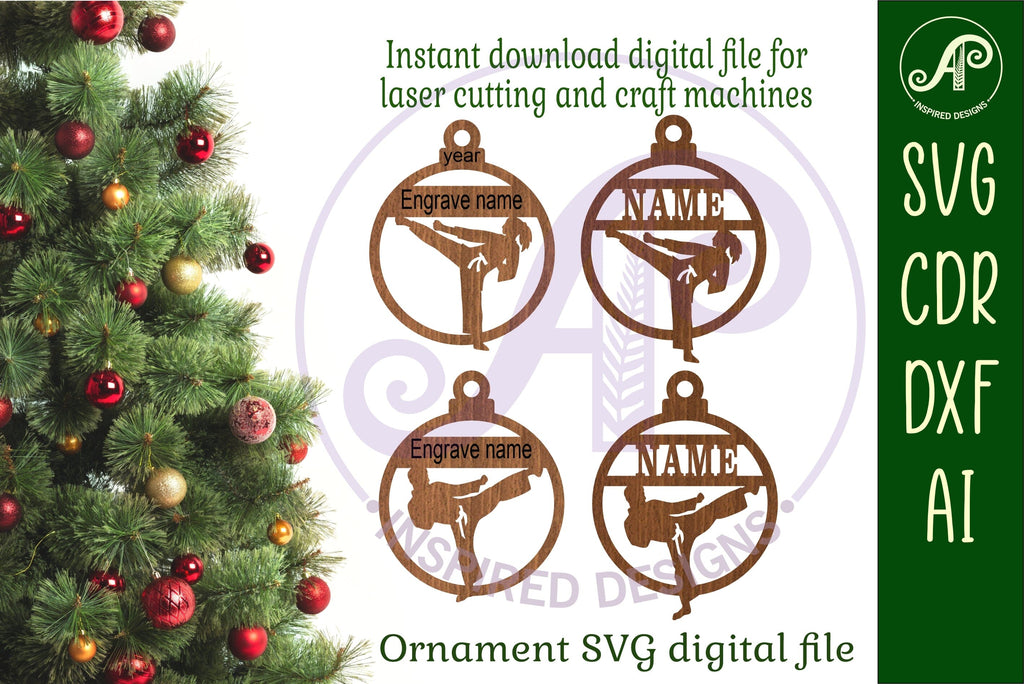 Karate Christmas Ornament SVG laser cut - So Fontsy
