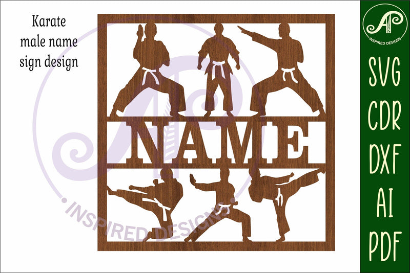 Karate themed name sign svg laser - So Fontsy