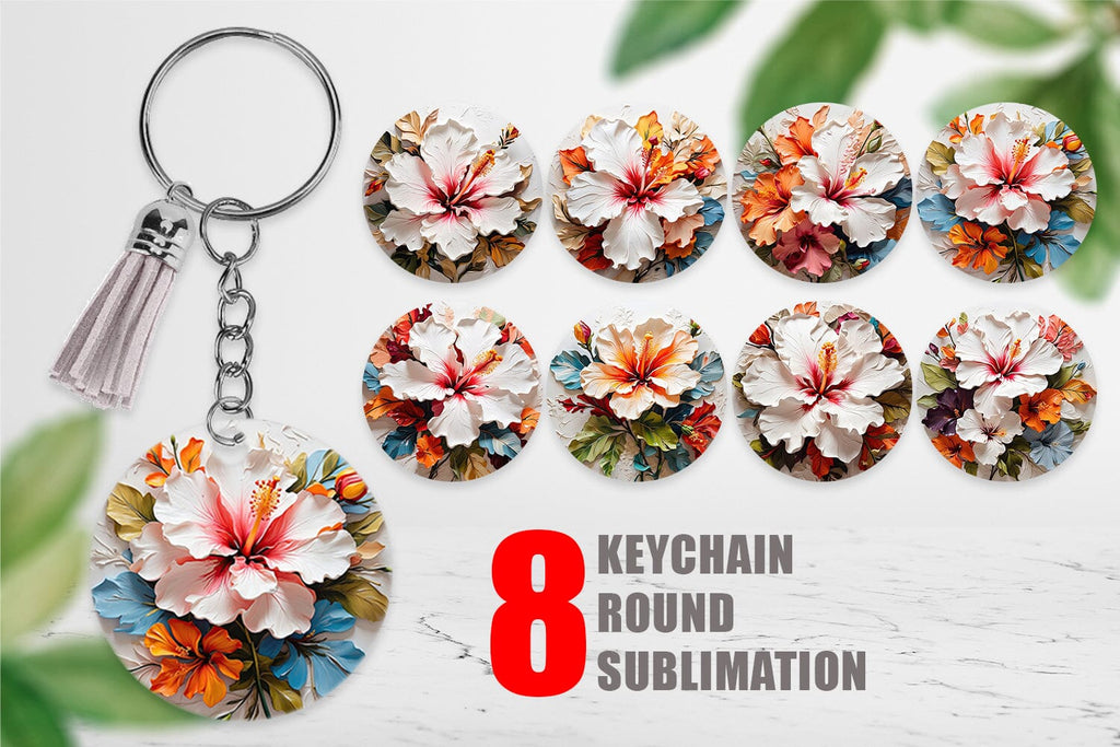 Keychain 3D Hibiscus Flower - So Fontsy