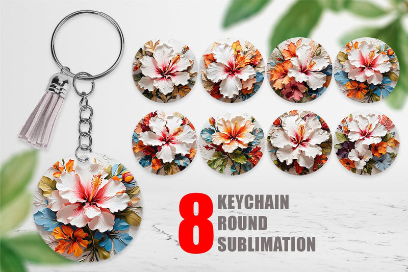 Keychain 3D Hibiscus Flower - So Fontsy