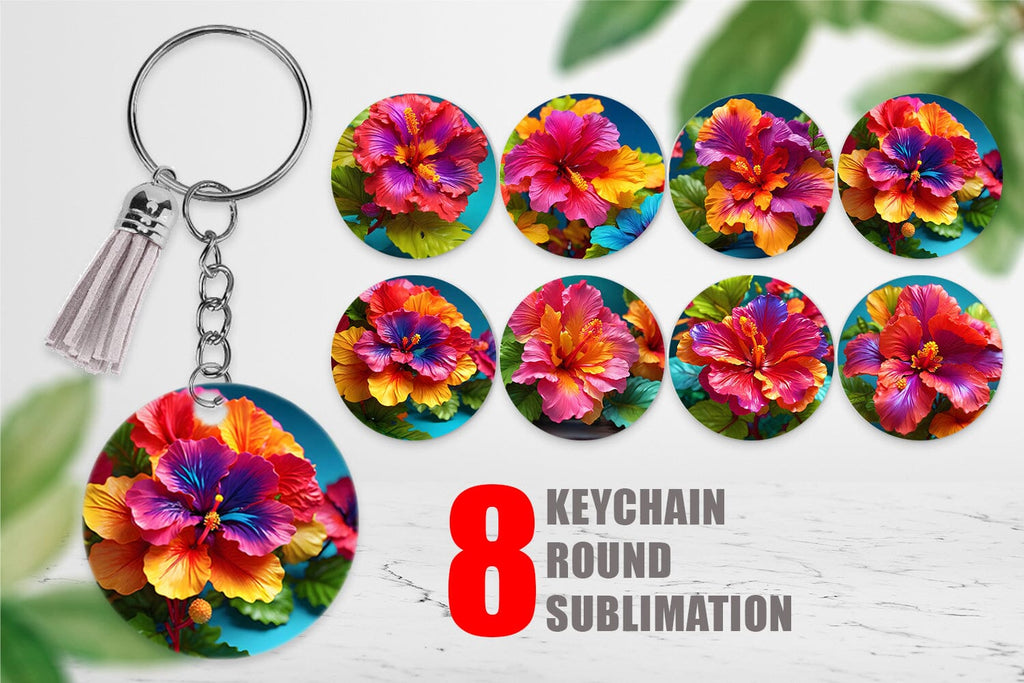 Keychain 3D Tropical Hibiscus - So Fontsy