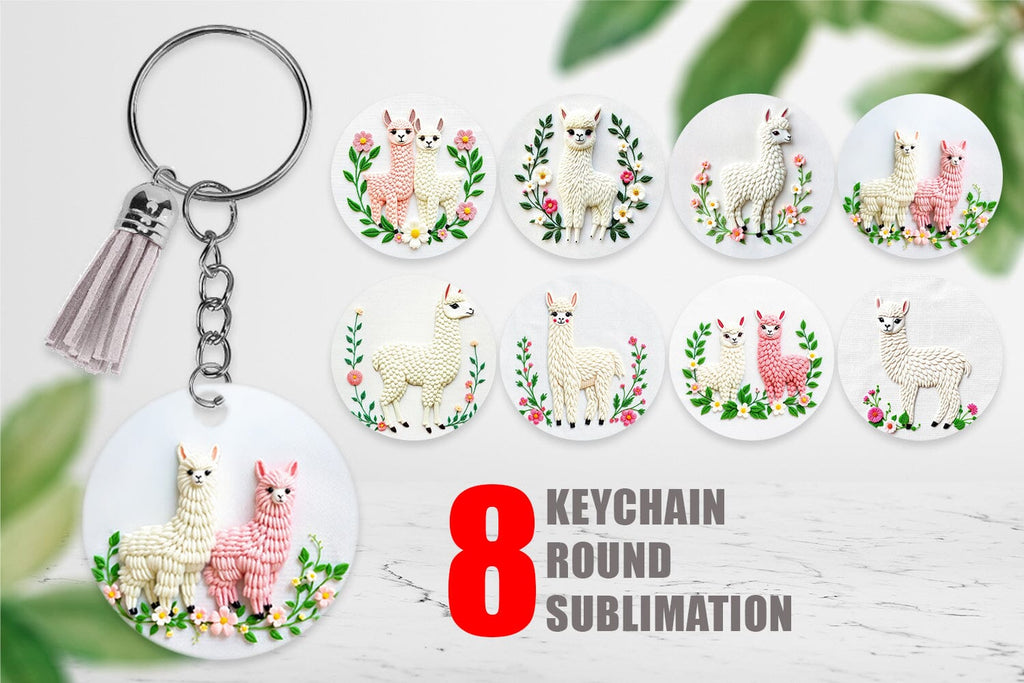 Keychain Alpaca Embroidery - So Fontsy