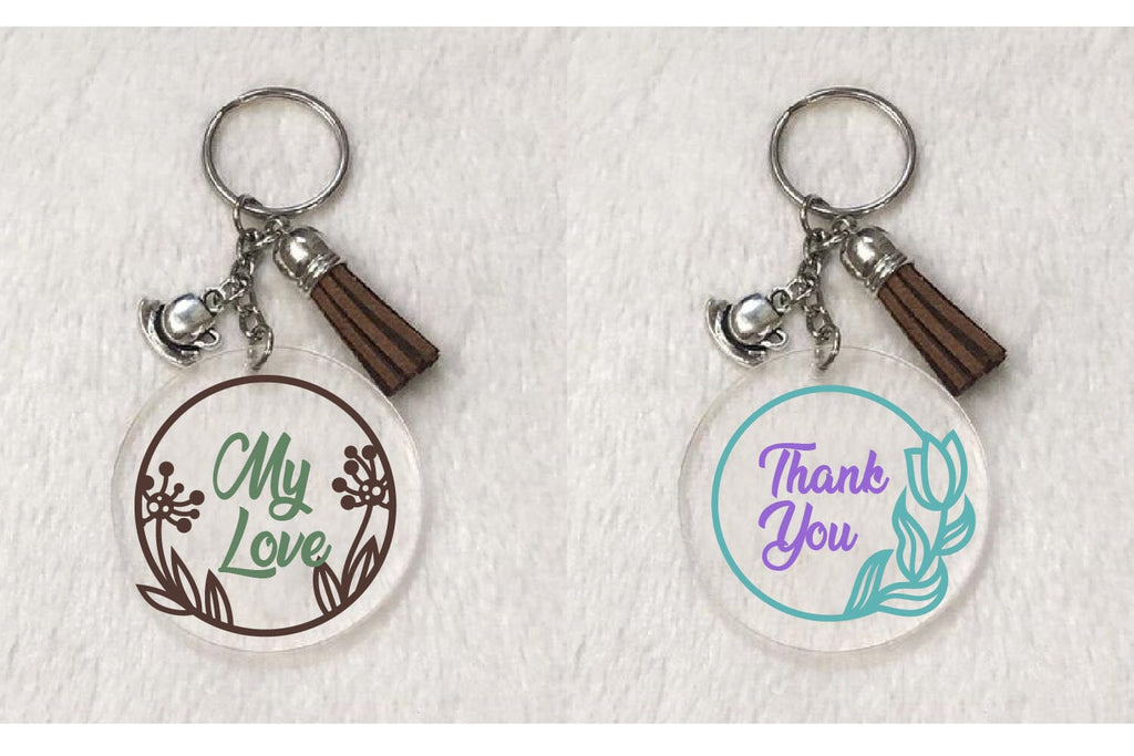 Keychain Flower frame svg, dxf, eps, png - So Fontsy