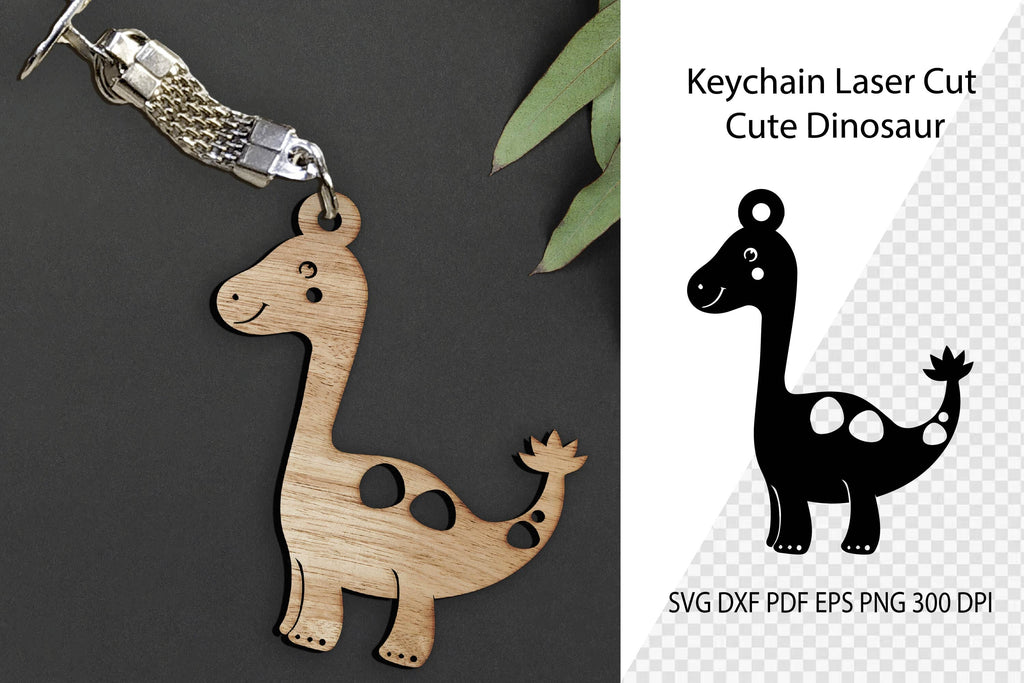 Keychain Laser Cut File.Dinosaur SVG. Dinosaur Laser Cut. - So Fontsy