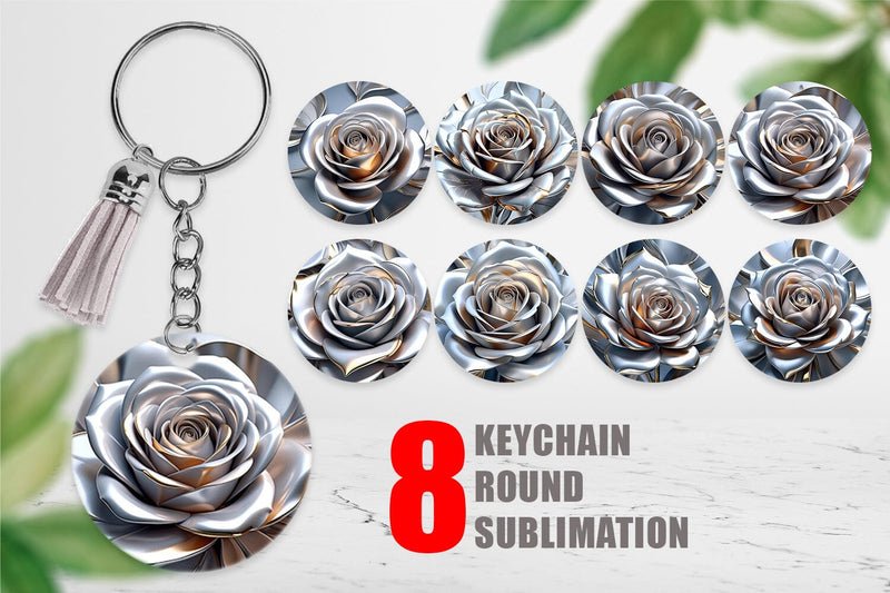 Keychain Metallic Rose - So Fontsy