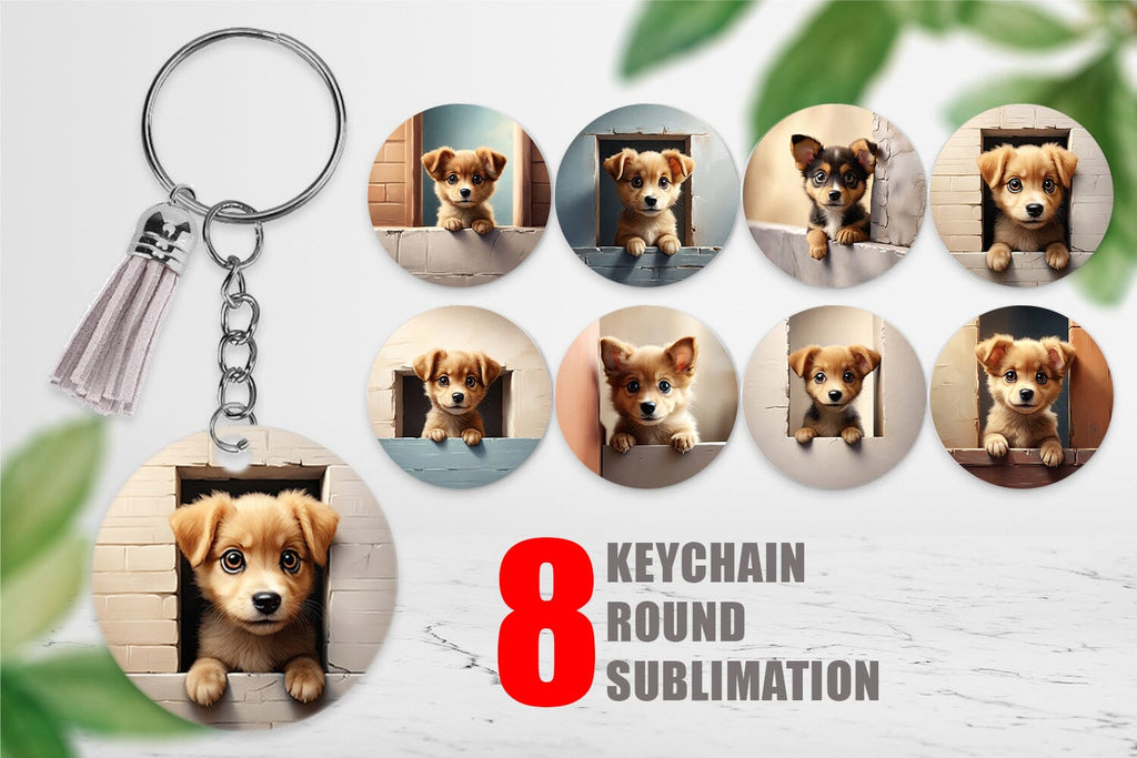 Keychain Puppy Peeks from Wall - So Fontsy