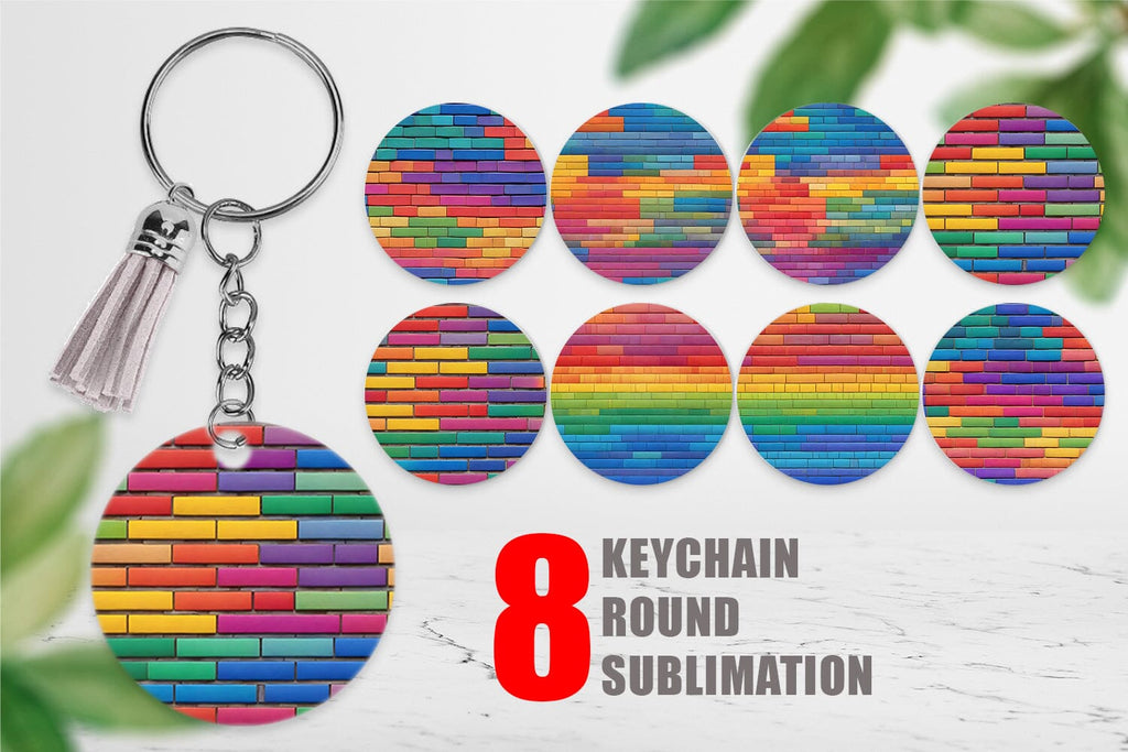 Keychain Rainbow Brick Texture - So Fontsy