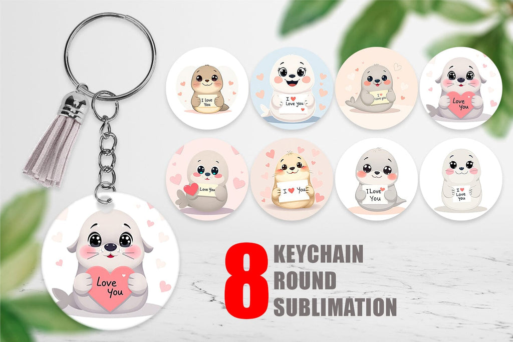 Keychain Valentine Seal Cartoon - So Fontsy