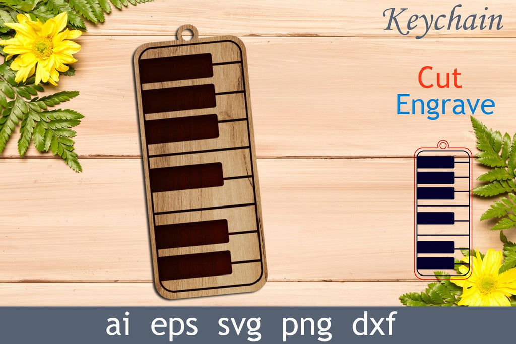Keychain with piano keys svg, Music keychain laser cut, Engraving files ...