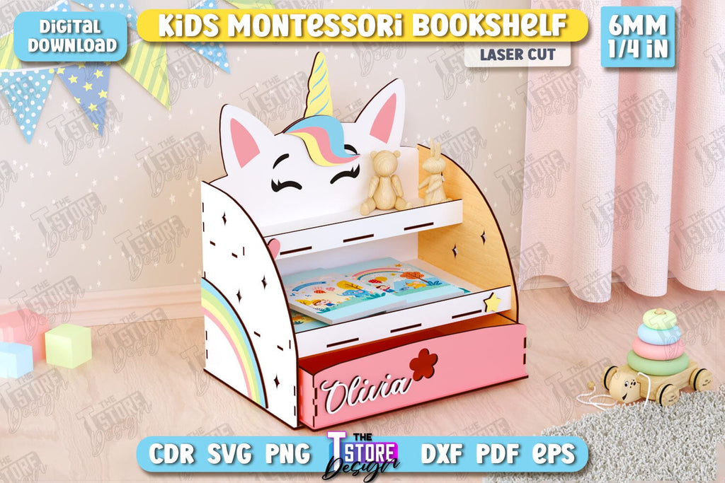 Kids Bookshelf Laser Cut | Book Tray | Child Design | Desktop Organizer ...
