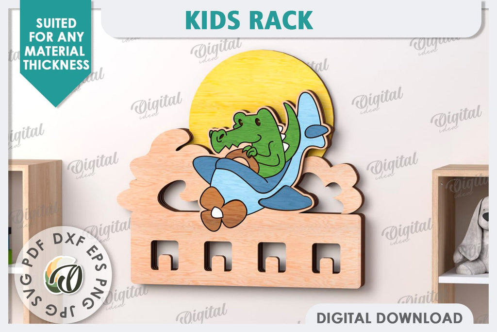 Kids Rack Laser Cut. Wooden Children's Coat Rack SVG - So Fontsy