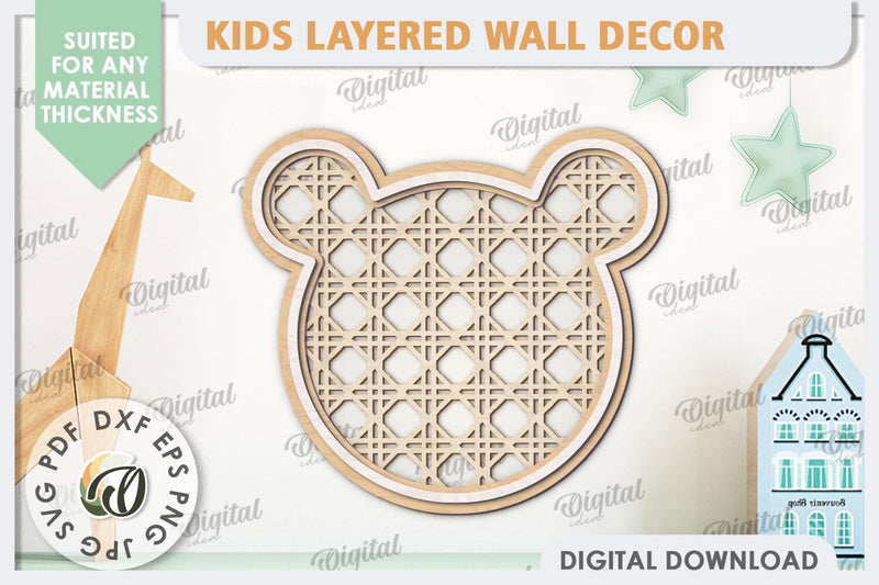 Kids Room Wall Decor Laser Cut. Baby Room SVG. Cute Bear SVG - So Fontsy