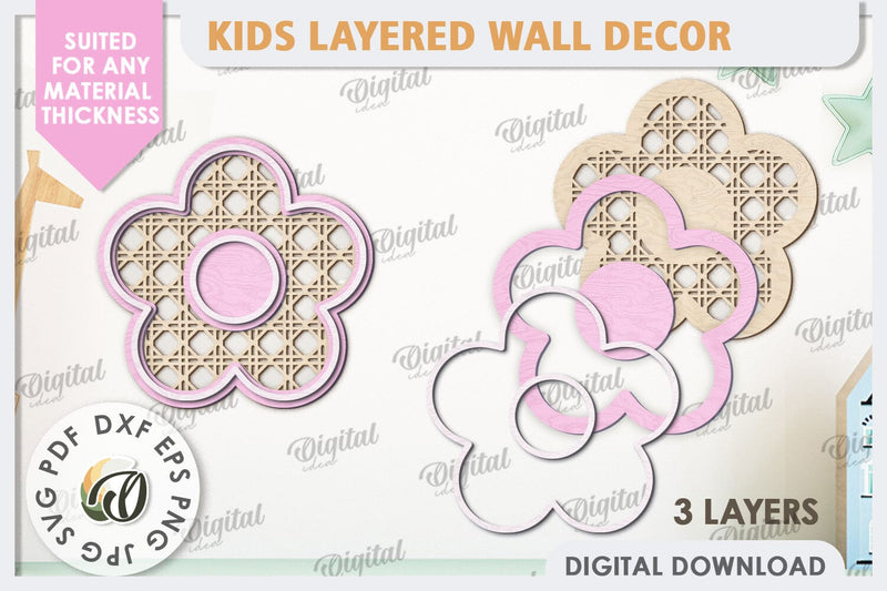 Kids Room Wall Decor Laser Cut. Baby Room SVG. Flower SVG - So Fontsy