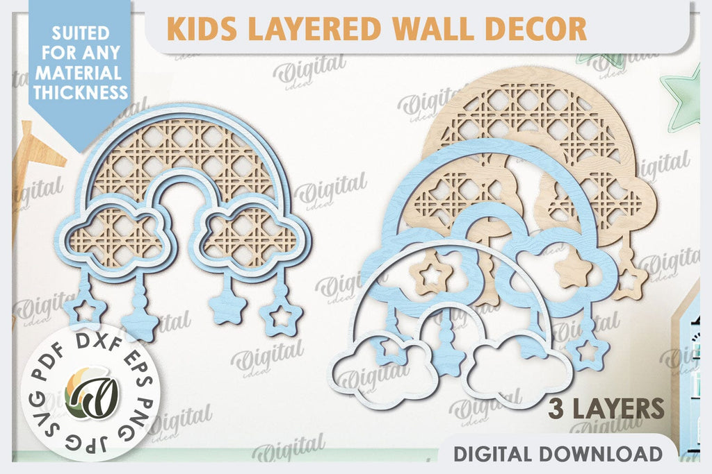 Kids Room Wall Decor Laser Cut. Baby Room SVG. Rainbow SVG - So Fontsy