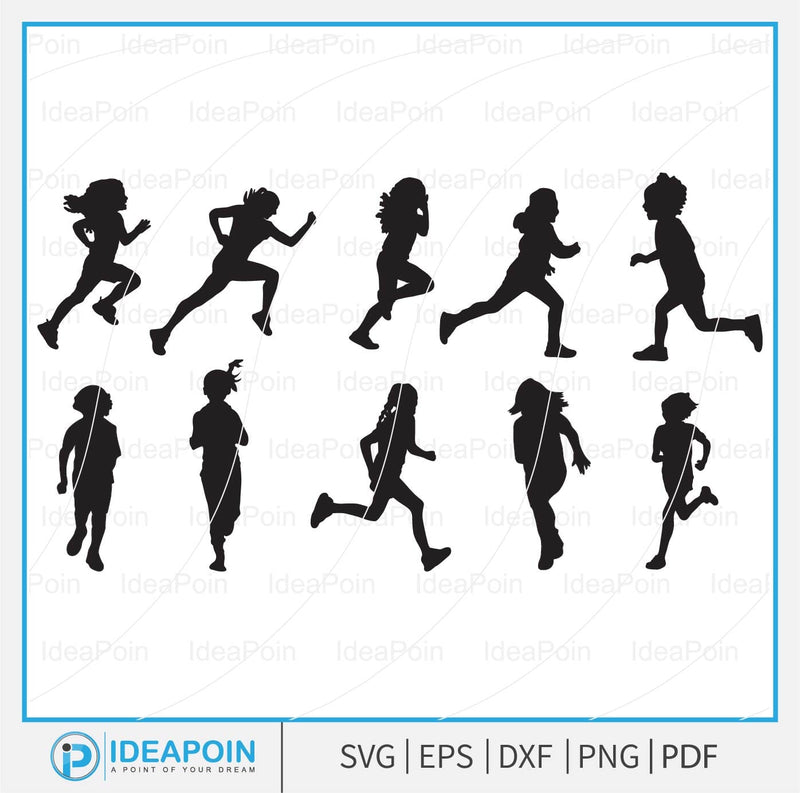 Kids running svg, Kids running silhouette, Running children svg, Sport ...