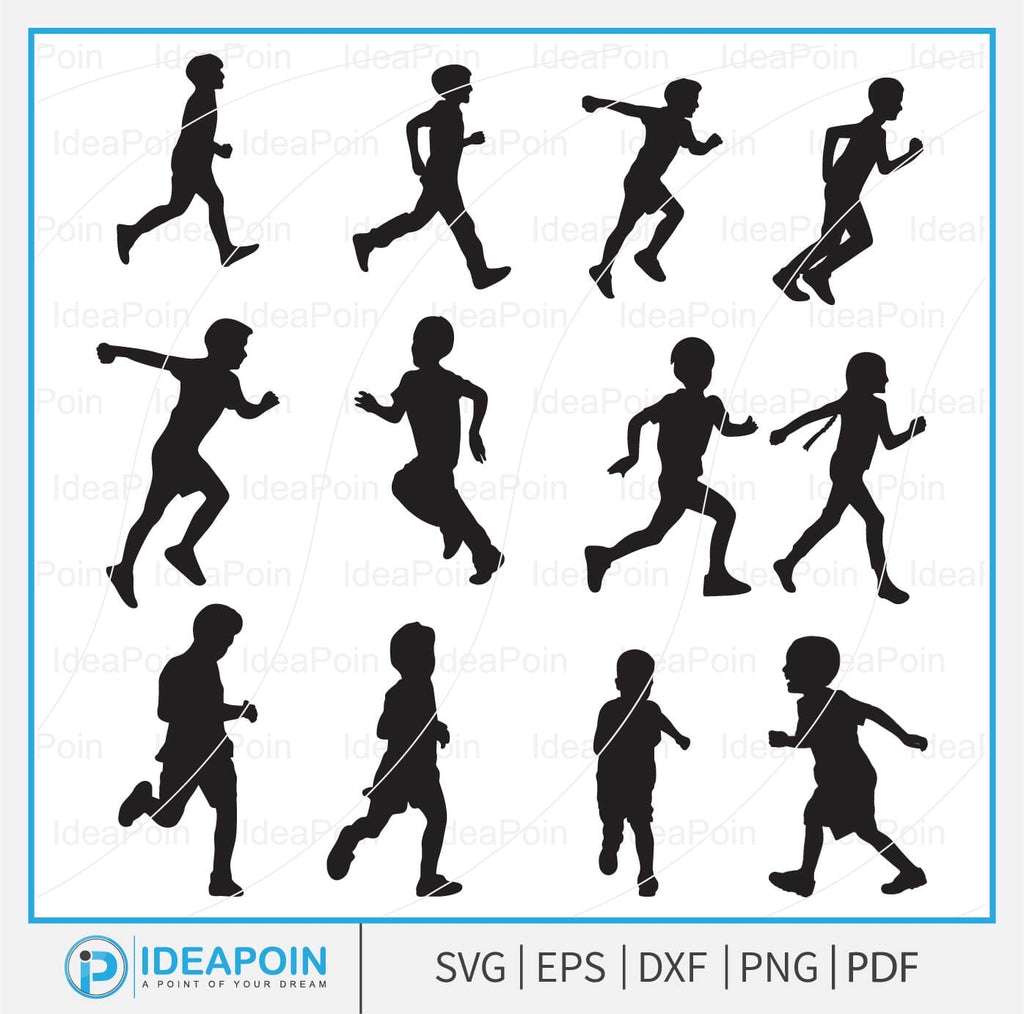 Kids running svg, Kids running silhouette, Running children svg, Sport ...