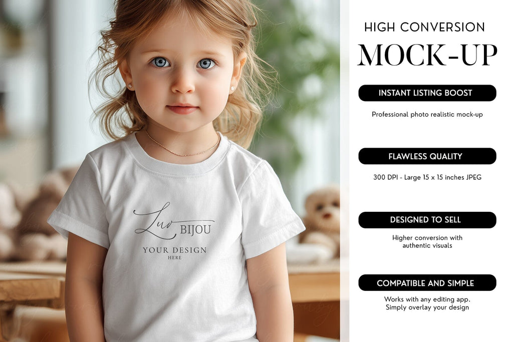 Kids T-Shirt Mockup High-Quality Bella Canvas 3001T JPG - So Fontsy