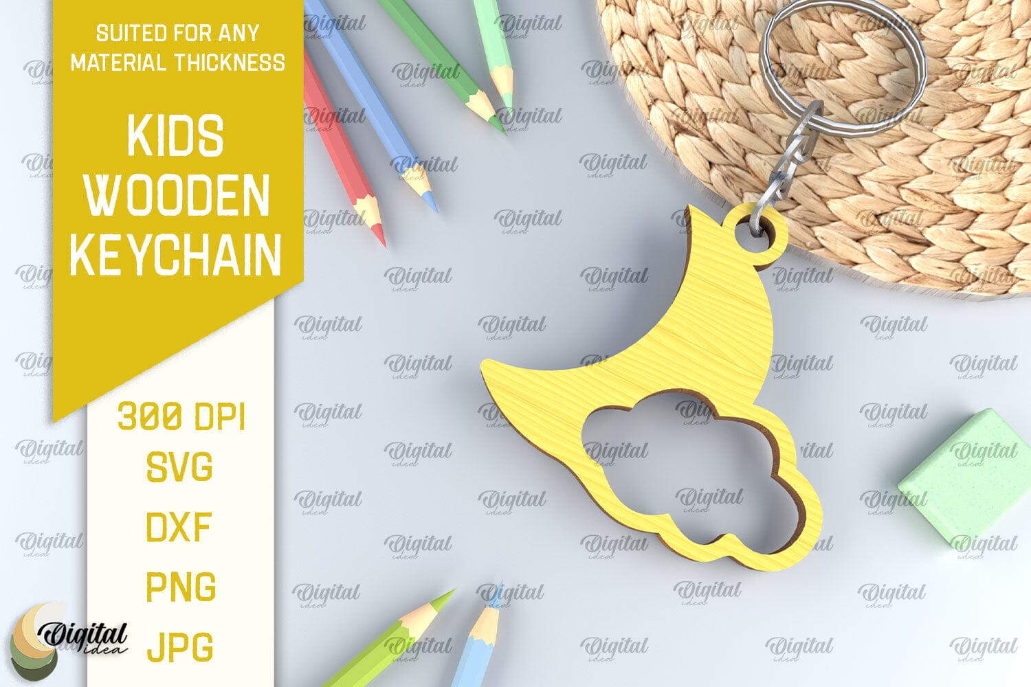 Kids Wooden Keychain Laser Cut. Key Ring for Kids SVG - So Fontsy