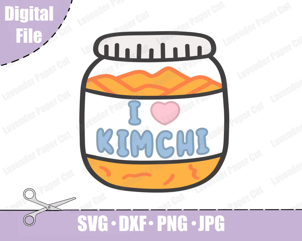 Kimchi Lover SVG File, Kimchi Jar, I heart Kimchi Kawaii PNG, Clipart, JPG, Korean Food, Food ...