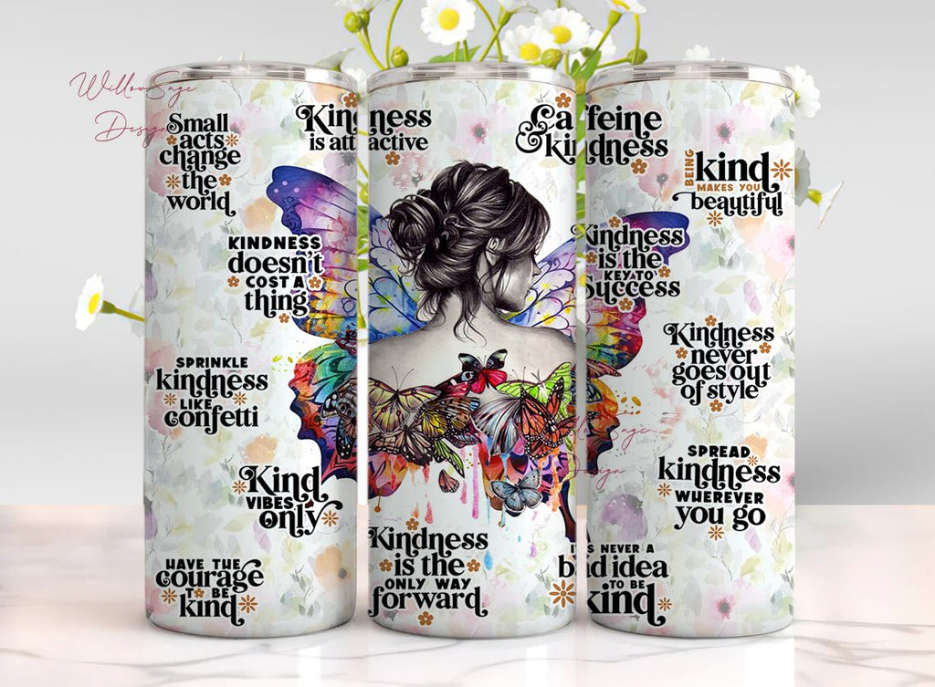 Kindness is Magical Positive Inspiration Word 20oz Skinny Tumbler Wrap ...