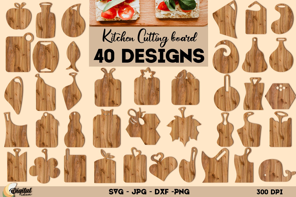 Kitchen cutting boards SVG bundle. 3D Kitchen lasercut - So Fontsy