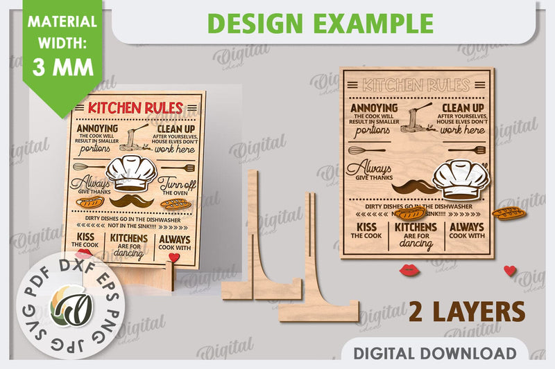 Kitchen Rules SVG. Funny Rules Plaque Laser Cut. Rules Sign - So Fontsy