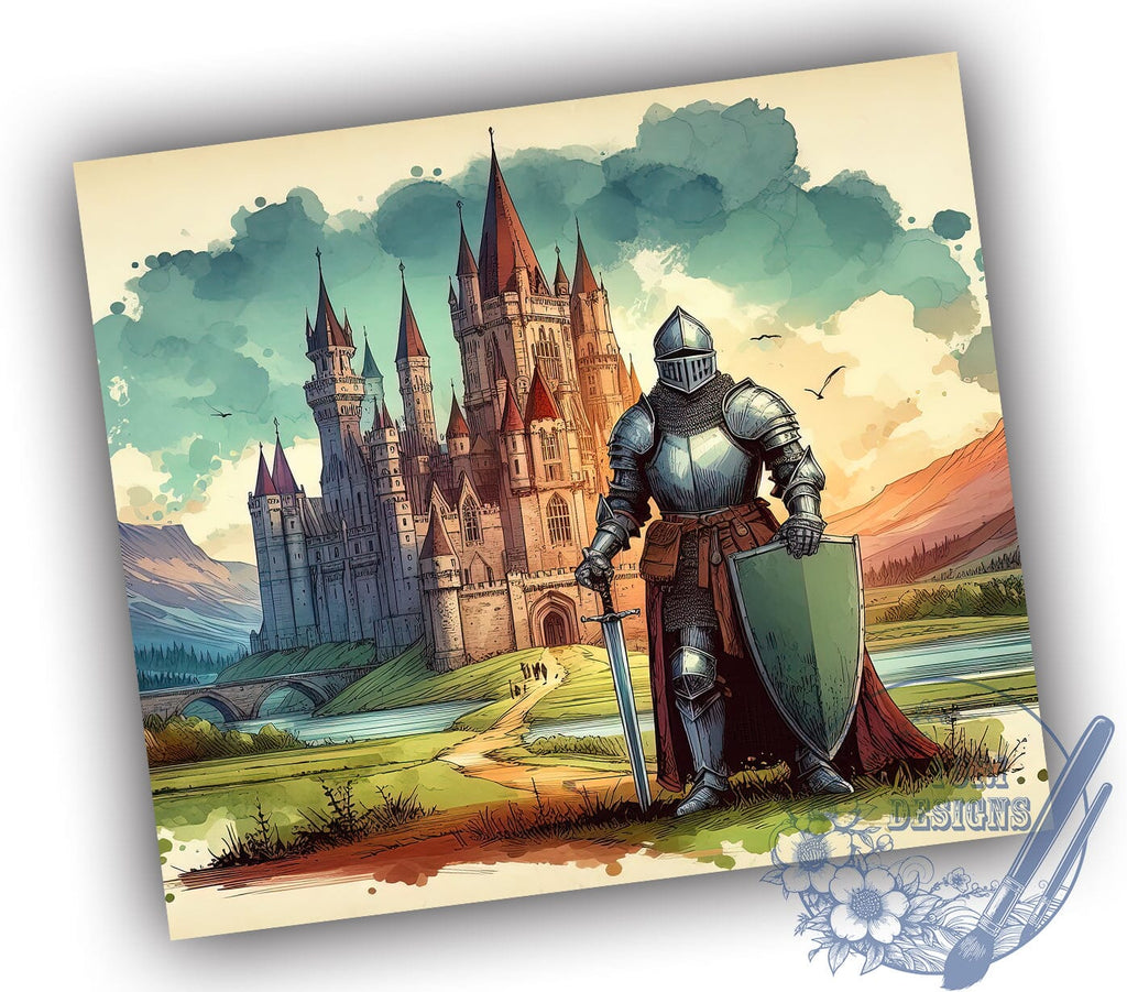 Knight Tumbler Wrap, Medieval Castle Design, 20oz Sublimation Tumbler ...