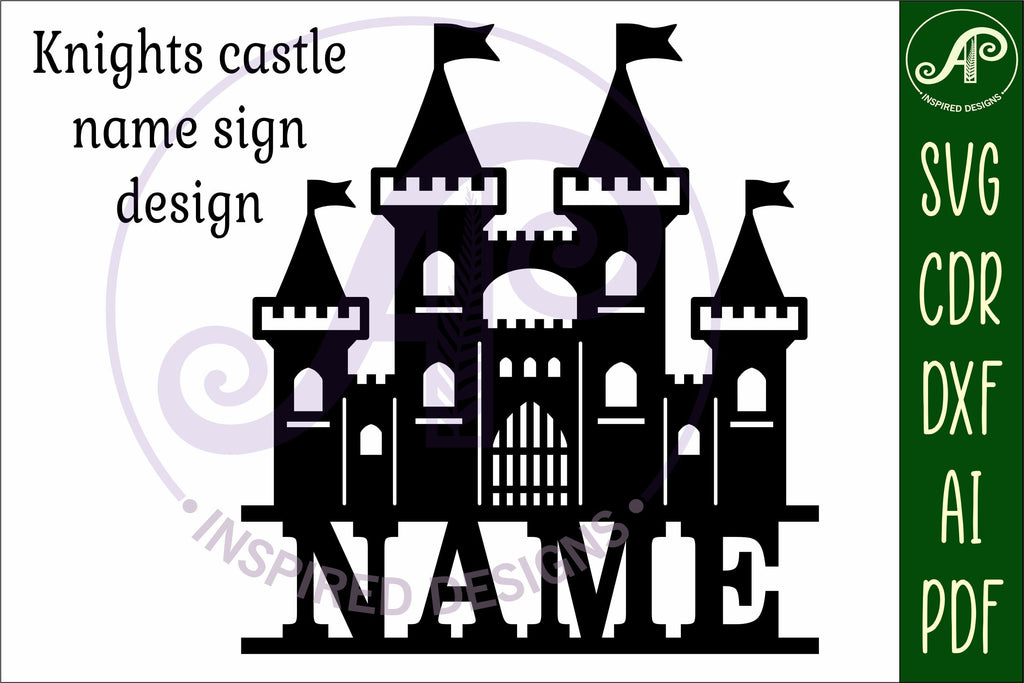 Knights Castle name sign svg laser cut file - So Fontsy