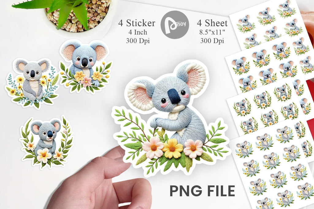 Koala Embroidery Sticker - So Fontsy