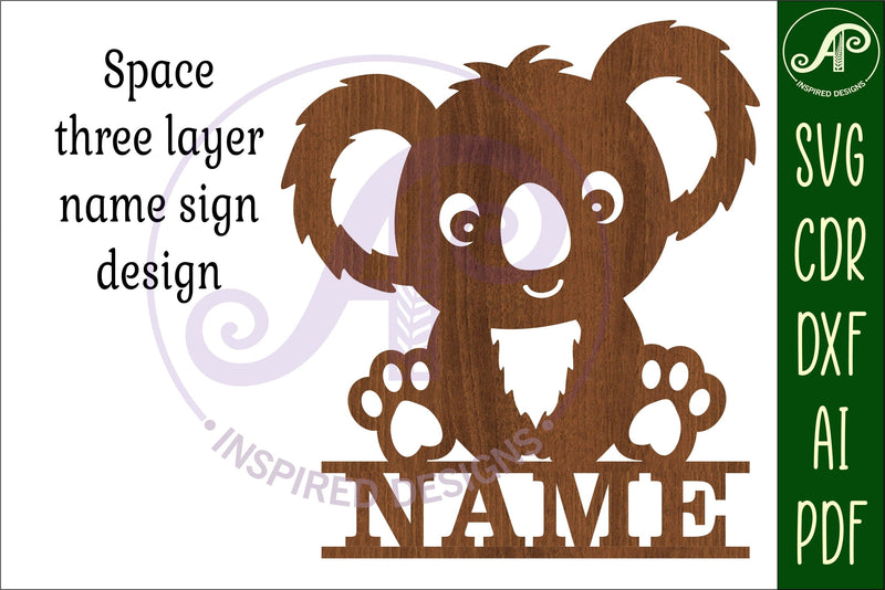 Koala name sign svg laser cut template - So Fontsy