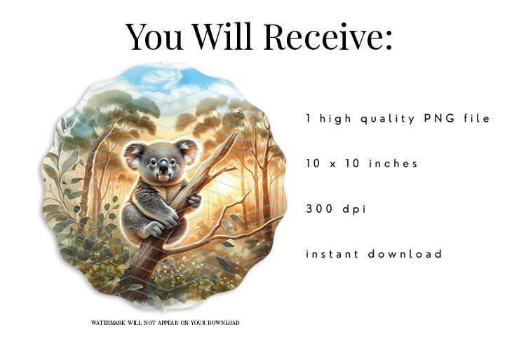 Koala Wind Spinner PNG Sublimation Design - So Fontsy