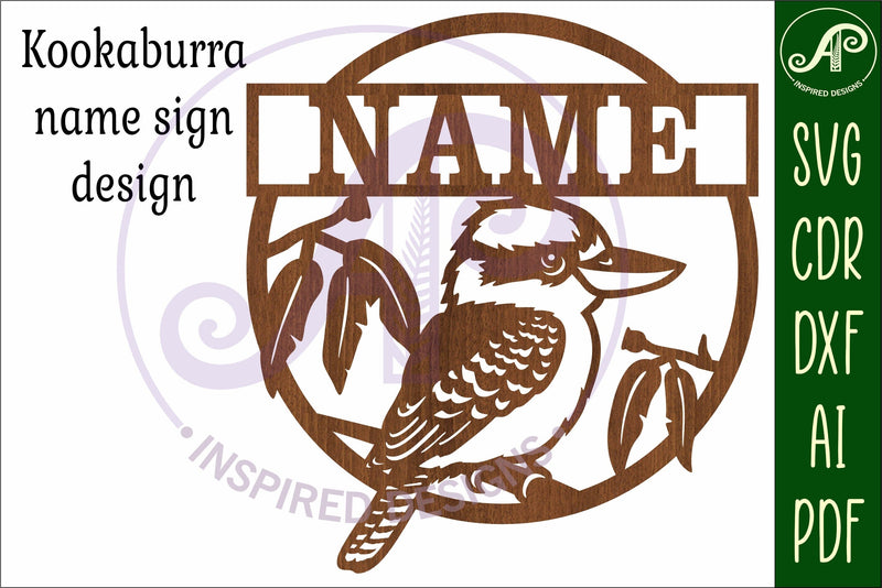 Kookaburra name sign svg laser cut template - So Fontsy