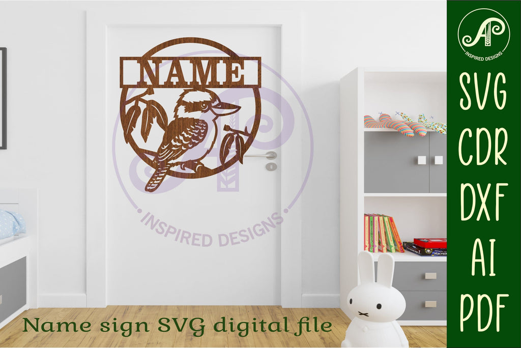 Kookaburra name sign svg laser cut template - So Fontsy