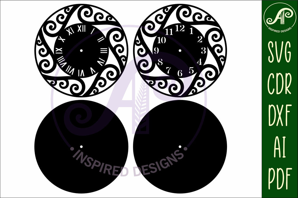 Korus New Zealand themed clock wall clock laser cut files - So Fontsy