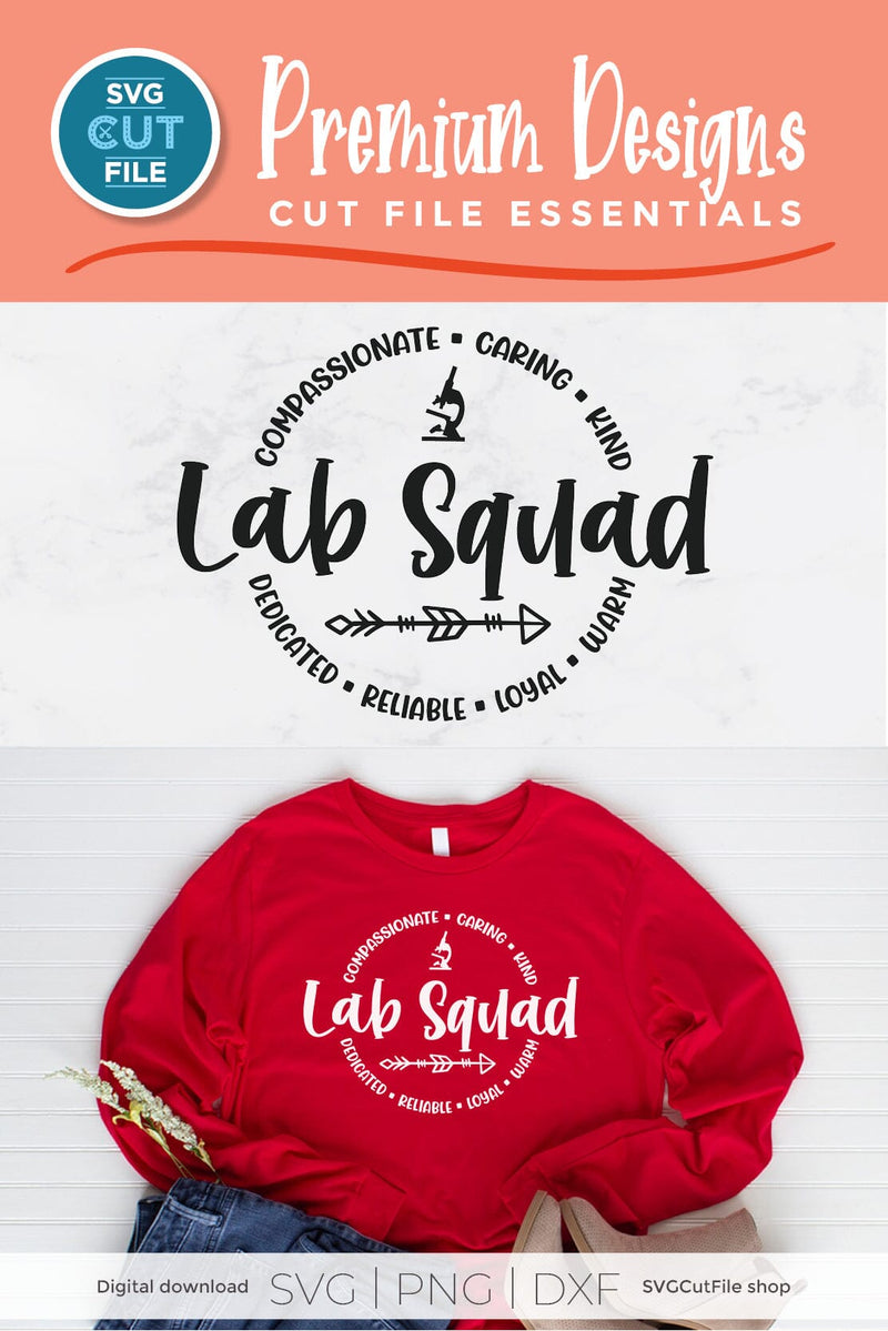 Lab Squad svg for Cricut and Silhouette cutting machines - So Fontsy