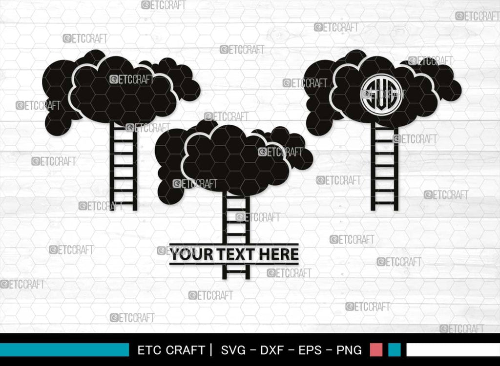 Ladder clouds Monogram, Ladder Clouds Silhouette, Ladder Clouds SVG ...