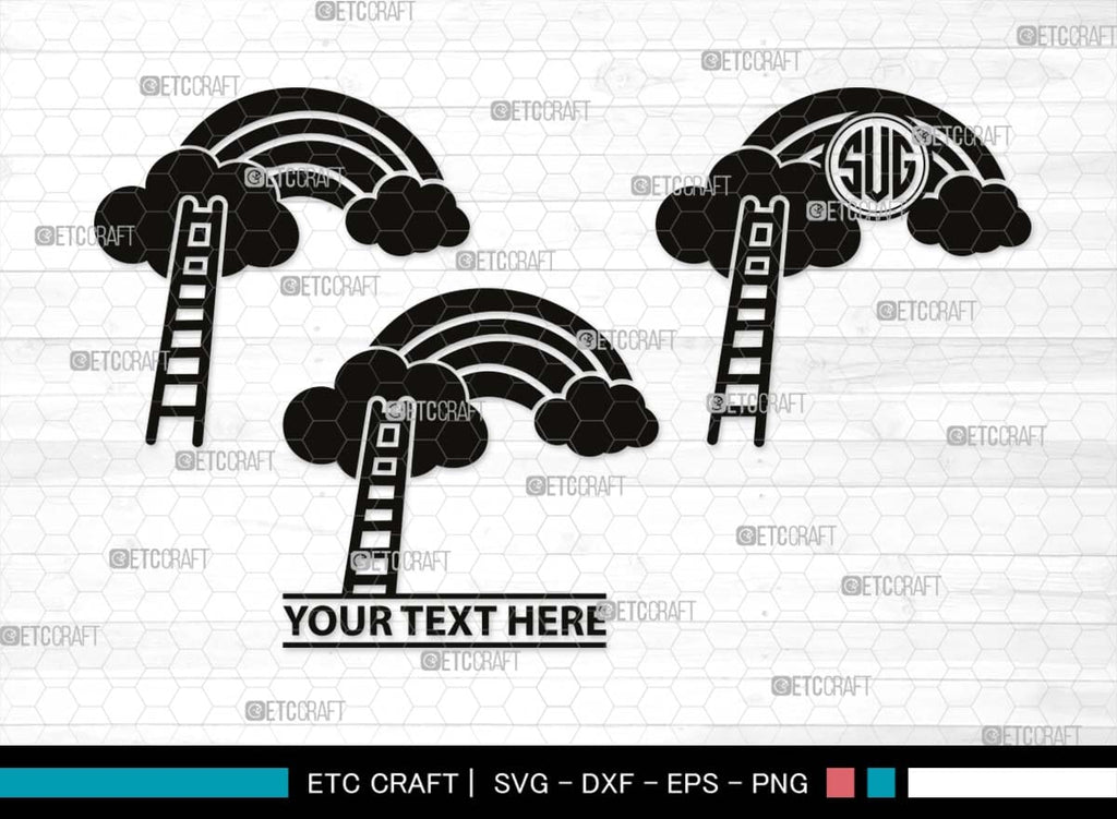 Ladder clouds Monogram, Ladder Clouds Silhouette, Ladder Clouds SVG ...
