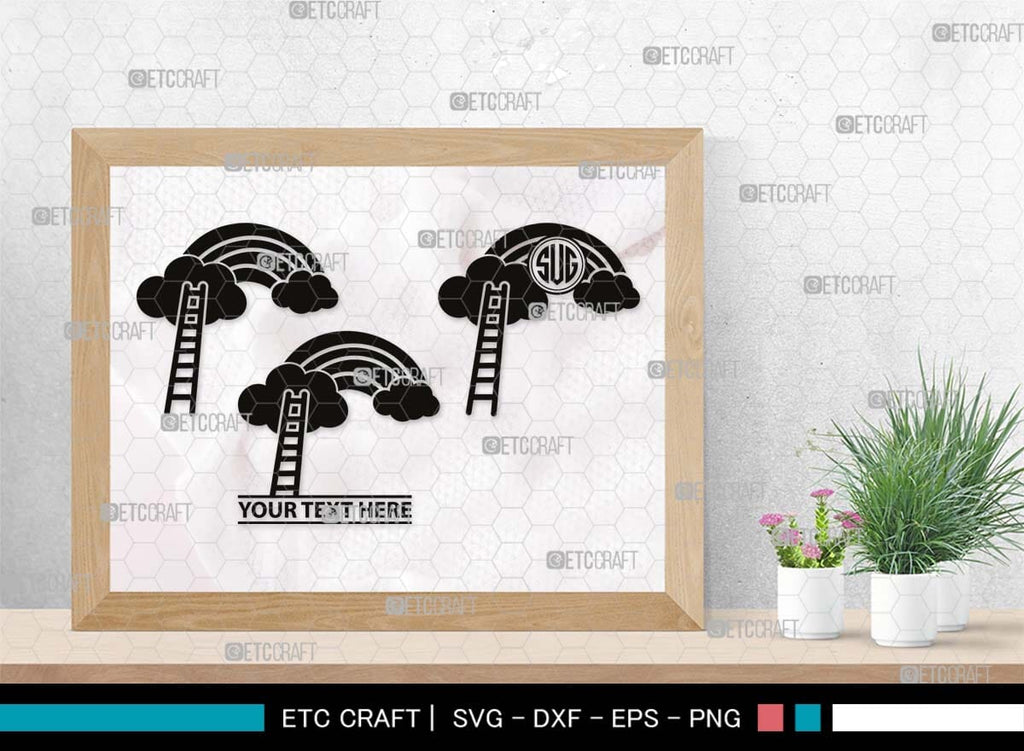 Ladder clouds Monogram, Ladder Clouds Silhouette, Ladder Clouds SVG ...